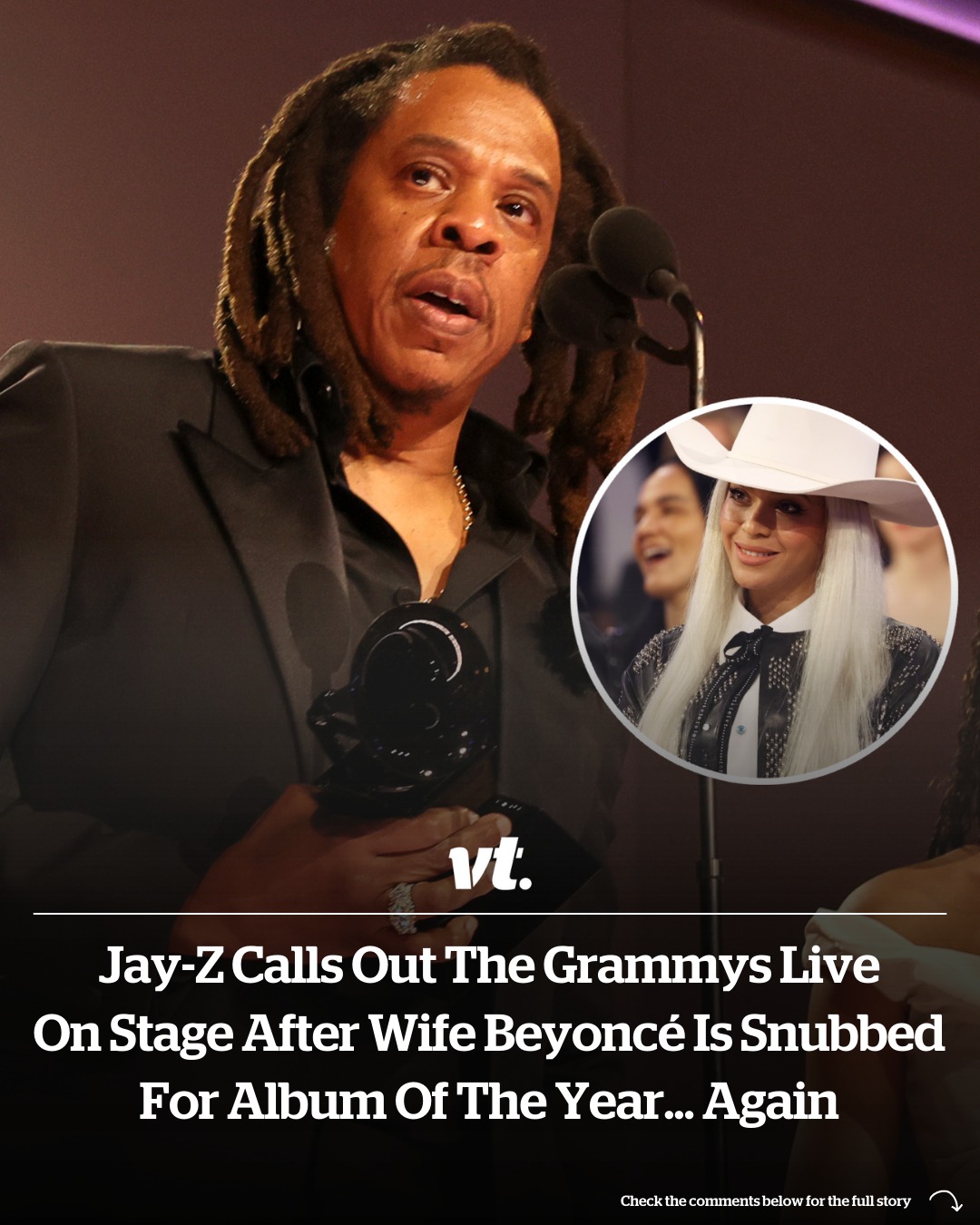 Jay-Z calls out the Grammys live on stage after wife Beyoncé is snubbed for Album of the Year ...
