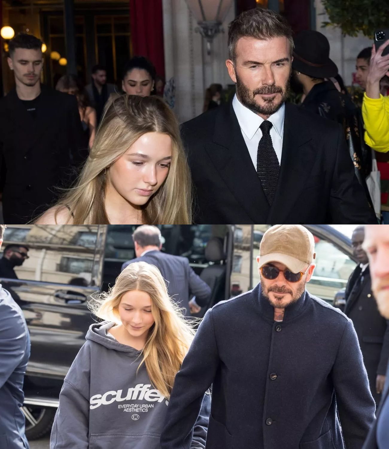 David Beckham and Harper’s sweet moment as they support Victoria at ...
