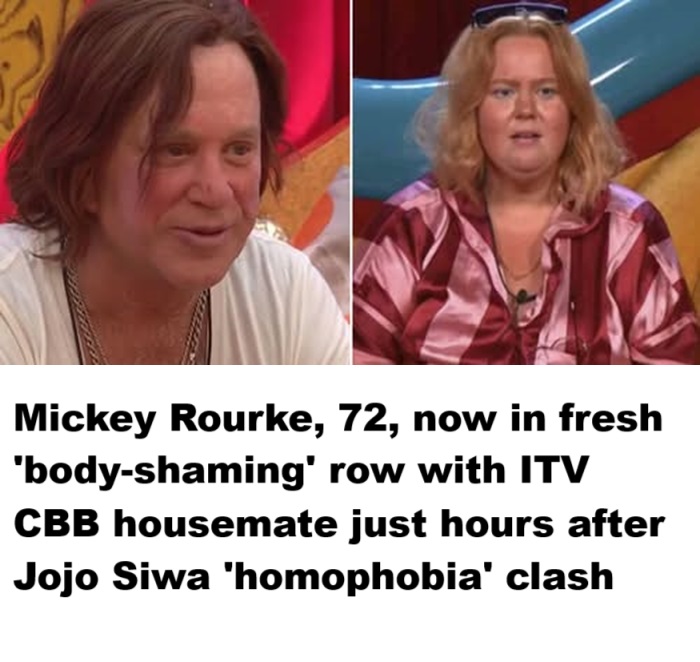 Mickey Rourke, 72, now in fresh 'body-shaming' row with ITV CBB ...